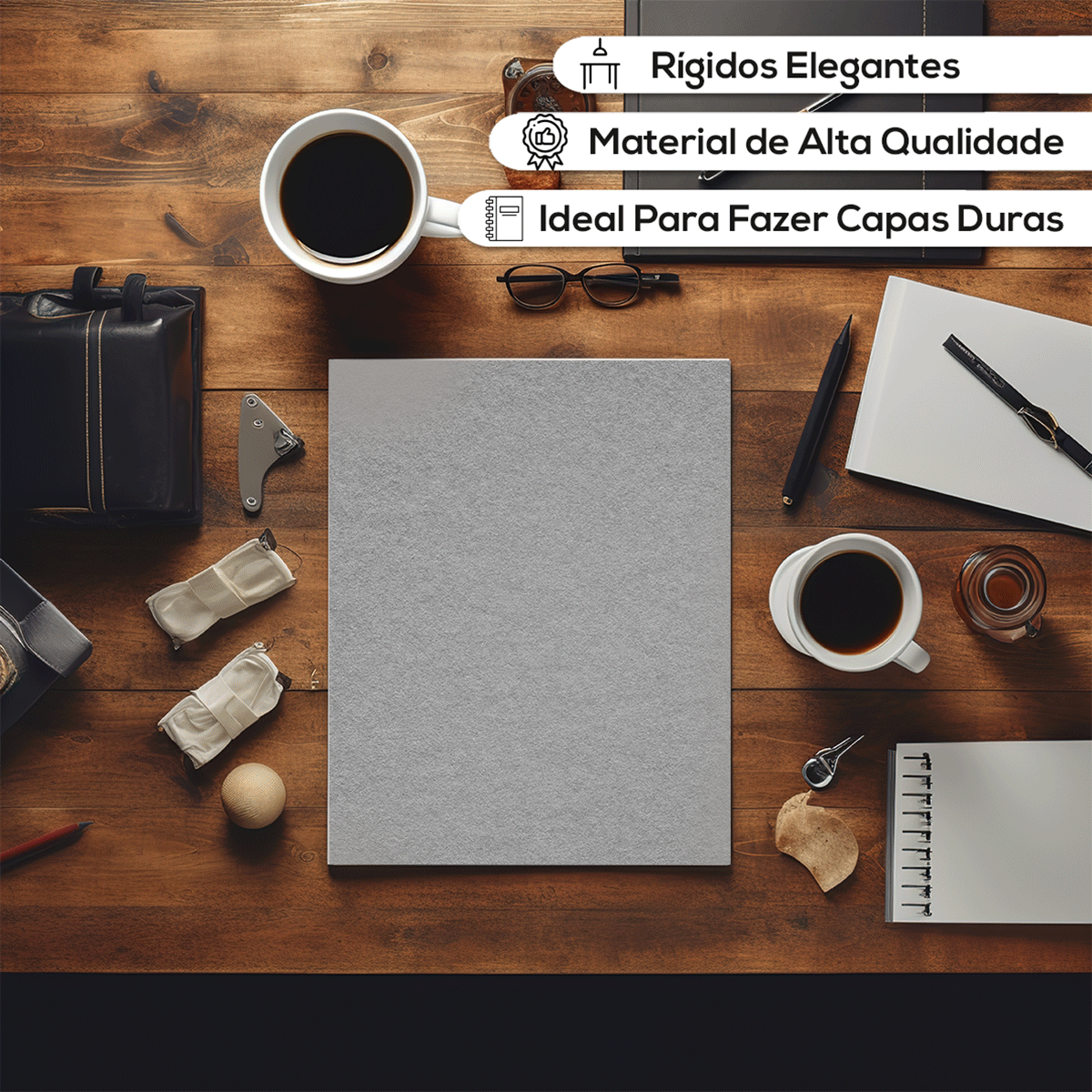 Base Firme: Papel Paraná Holler Cinza A4 1.9mm Encadernação - Akikola